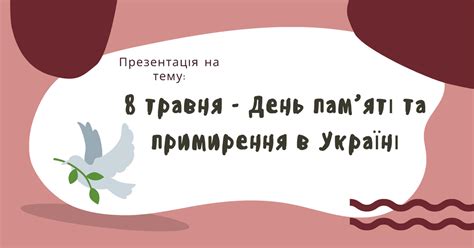 День памяті та примирення в Україні 8 травня Виховна робота