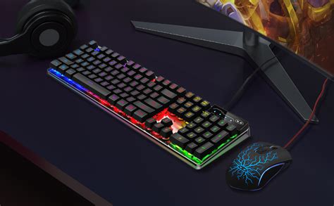 Magegee Gaming Keyboard And Mouse Combo K1 Rgb Led Backlit Wired Gaming Keyboard With 104 Keys
