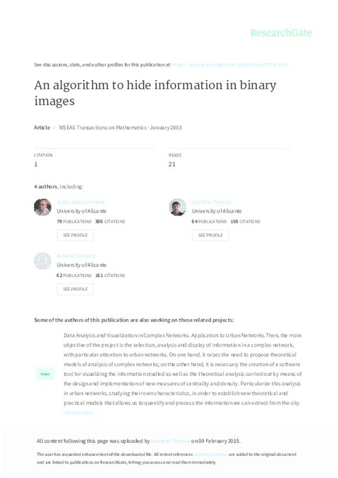 Pdf An Algorithm To Hide Information In Binary Images