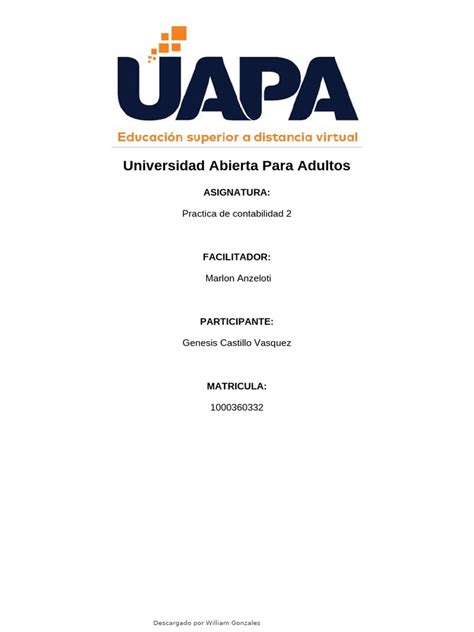Practica De Contabilidad I Tarea Unidad Iv Y Practica 2 Pdf