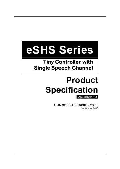 Eshs020 Eshs007 Tiny Controller Elan Microelectronics