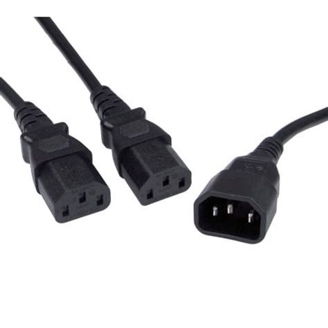 Iec C14 Male Plug To 2 X C13 Female Dual C13 Socket Power Extension Y