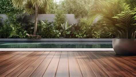 Premium Photo Luxury Swimming Pool With Wooden Flooring In The Villa