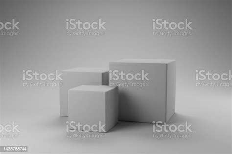 화이트 룸 배경에 현대 플랫폼 스탠드 연단 디스플레이 빈 제품 선반 또는 전시 무대 배경 3d 렌더링 0명에 대한 스톡 사진 및