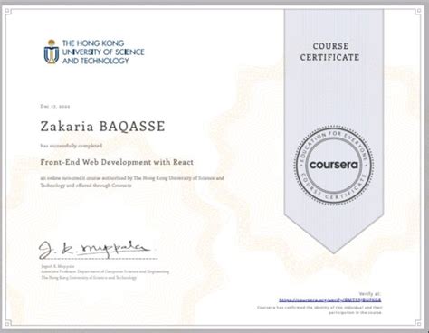 Zakaria Baqasse On Linkedin Coursera Frontenddev Reactjs