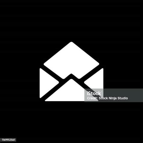 검은 색 배경에서 전자 메일 아이콘을 엽니다 검정 평면 스타일 벡터 일러스트 검은색에 대한 스톡 벡터 아트 및 기타 이미지 검은색 고객 공란 Istock