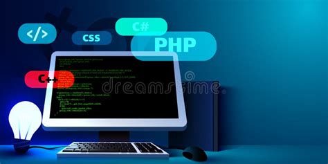 Web Development Coding And Programming Banner Computer Code Stock