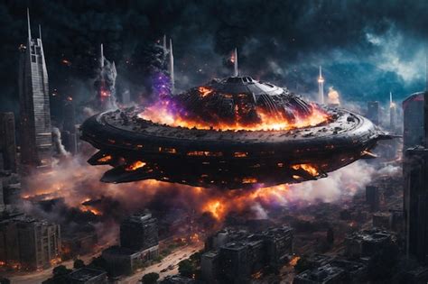 Premium Photo Alien Ship Crashing Fantasy Wallpaper A Futuristic
