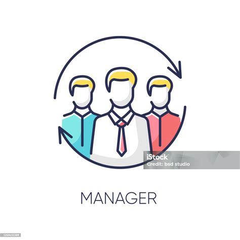 관리자 Rgb 색상 아이콘 비즈니스 조직 기업 관리 전문 직업 인적 자원 관리 팀 리더 회사 임원 Ceo 격리 벡터 일러스트레이션 개념에 대한 스톡 벡터 아트 및 기타
