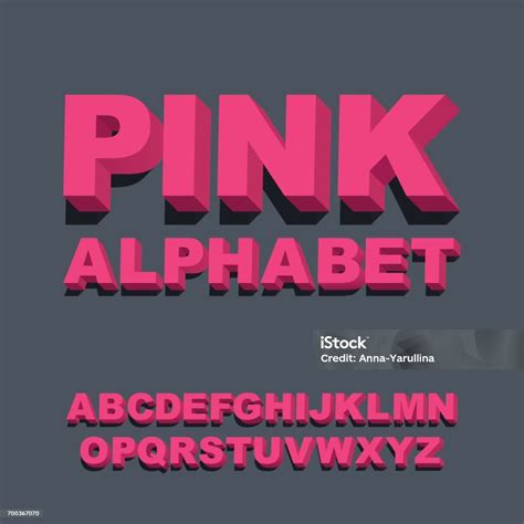 3d 폰트입니다 3 차원 핑크 알파벳 편지입니다 벡터 일러스트 레이 션 0명에 대한 스톡 벡터 아트 및 기타 이미지 0명 3차원 형태 문자 Istock