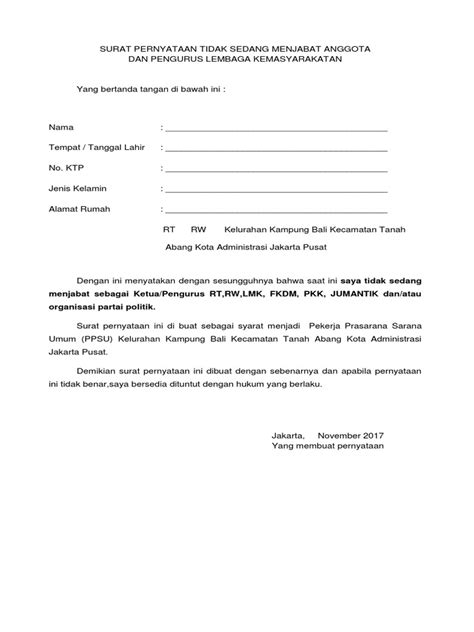 Surat Pernyataan Lamaran Ppsu Pdf