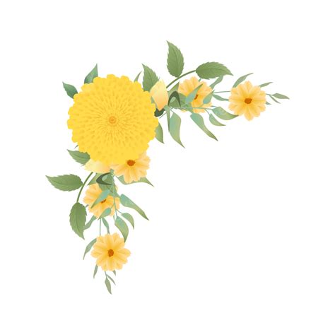 Ic22902 Flower Frame Corner With Beautiful Vector Yellow Wreath Ic22902 Flower Frame Corner