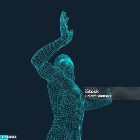 남자 인체 와이어 모델의 3 차원 모델입니다 디자인 요소입니다 기술 벡터 일러스트입니다 인체에 대한 스톡 벡터 아트 및 기타 이미지 Istock