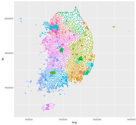 R Ggplot2 한국 행정경계지도 Data Doctor