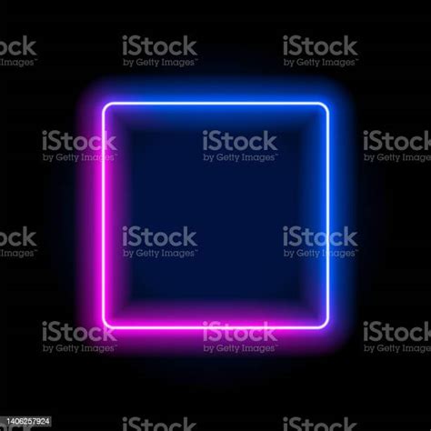 네온 라이트 프레임 박스 라인 사각형 배경 Led 네온 글로우 벡터 모양 배너 기호 사각형 배경 프레임 네온에 대한 스톡 벡터