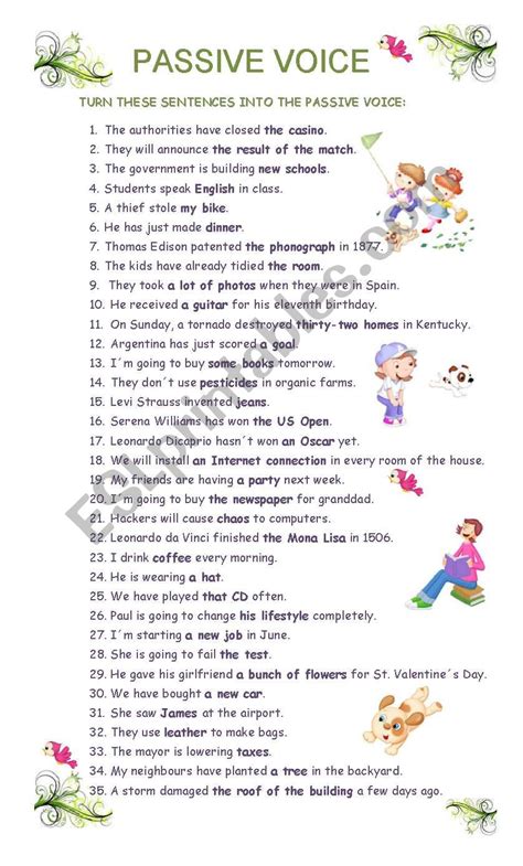 Passive Voice Exercises Pdf Passive Voice Multiple Choice Worksheet