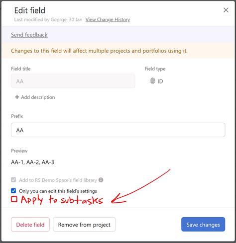 custom id field do not apply id number to subtasks or allow option
