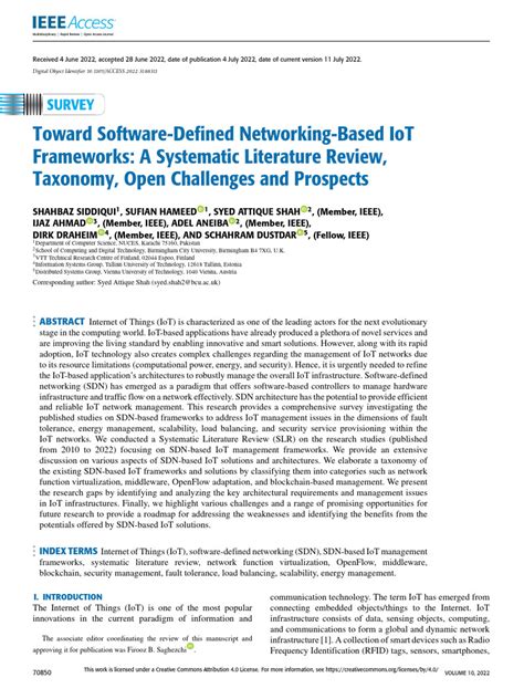Toward Software Defined Networking Based Iot Frameworks A Slr