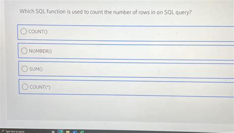 Which SQL Function Is Used To Count The StudyX