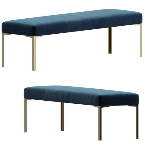 Astor 60 Brass Bench In Navy Velvet By Montage 3d Model Download Maxve