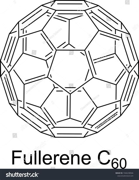 Fullerene C60 Molecule Model Chemical Structure Stock Vector Royalty