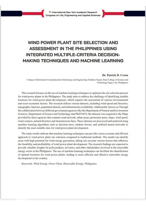 Pdf Wind Power Plant Site Selection And Assessment In The Philippines Using Integrated