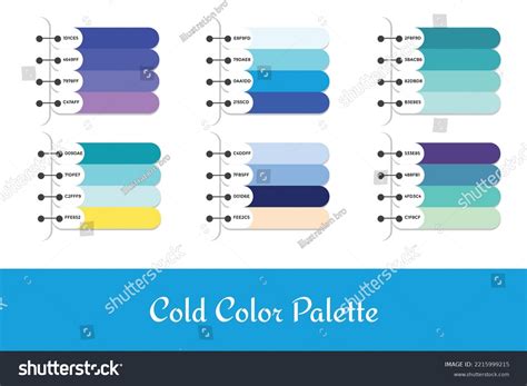 6 Different Cold Color Palettes Stock Vector Royalty Free 2215999215