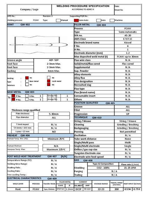 Weld Procedure Specification Gtaw Pipe