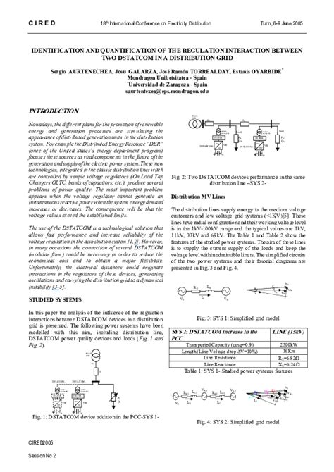 Pdf Identification And Quantification Of The Regulation Interaction Between Two Dstatcom In A