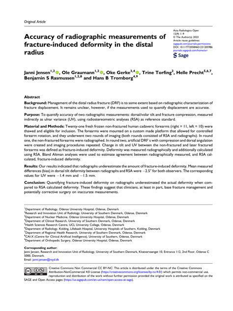 Pdf Accuracy Of Radiographic Measurements Of Fracture Induced Deformity In The Distal Radius