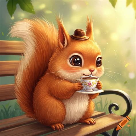 Squirrel Drinking Coffee 