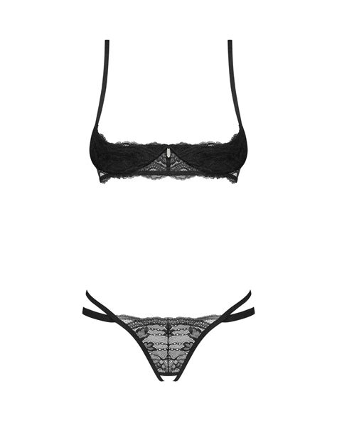 Sexy Open Cup And Crotchless Panty 2 Piece Lingerie Set Obsessive Nutris — Lavinia Lingerie