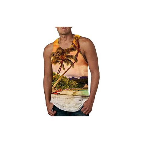 Botcam Canottiera Da Uomo In Stile Hawaiano Con Stampa Di Palme Per