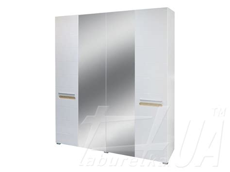 Шафа Бянко 4ДЗ 200 см 4 дверна з дзеркалом біла графіт Світ меблів Купити недорого в