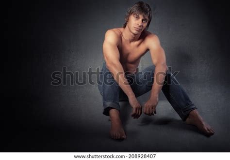 Portrait Sexy Muscular Shirtless Man Against Stock Photo Shutterstock