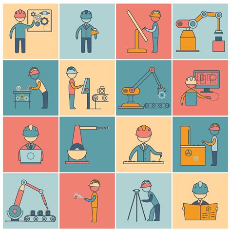 Engineering Icons Flat Line Vector Art At Vecteezy