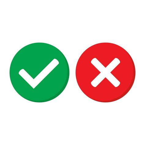 Green Tick And Red Cross Checkmarks In Circle Flat Icons Yes Or No Symbol Approved Or Rejected