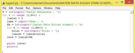 Jumlah Mahasiswa Dan Menghitung Jumlah Nilai Yang Kita Inputkan Menggunakan For Dalam Bahasa