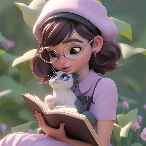 Cute 3d Cartoon Girl Premium Ai Generated Image