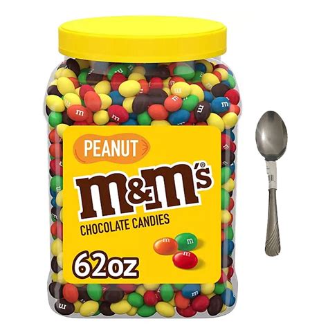 Mandms Peanut Milk Chocolate Candy Bulk Jar 62 Oz With Spoon