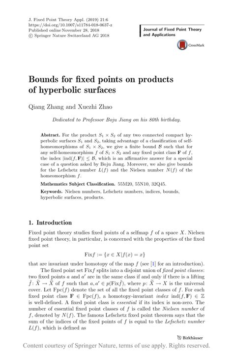 Bounds For Fixed Points On Products Of Hyperbolic Surfaces Request Pdf