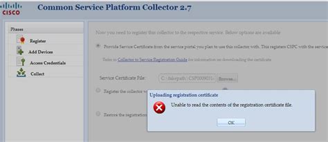 Error Uploading Registration Certificate Cisco Community