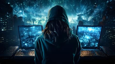 Premium Ai Image Hacker Breaching Computer Network Security