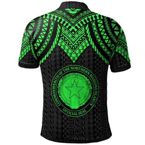 Northern Mariana Islands Polo Shirt Polynesian Armor Style Green