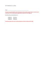 2020 ECE 3300 Midterm 1 Pdf ECE 3300 Midterm 1 2020 Name You Are Not Permitted To Work With