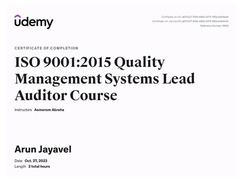 Arun Jayavel On Linkedin I Have Completed Iso 90012015 Quality Management Systems Lead Auditor