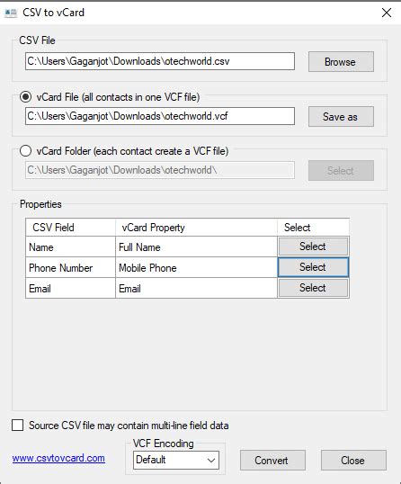 how to convert excel to vcard xlsx to vcf otechworld