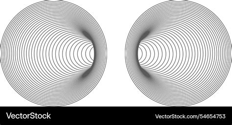 Symmetrical Design Of Two Mirrored Circles Vector Image
