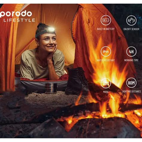Porodo Lifestyle Smart Outdoor Headband Light 750mah 5w Led 200lm Black