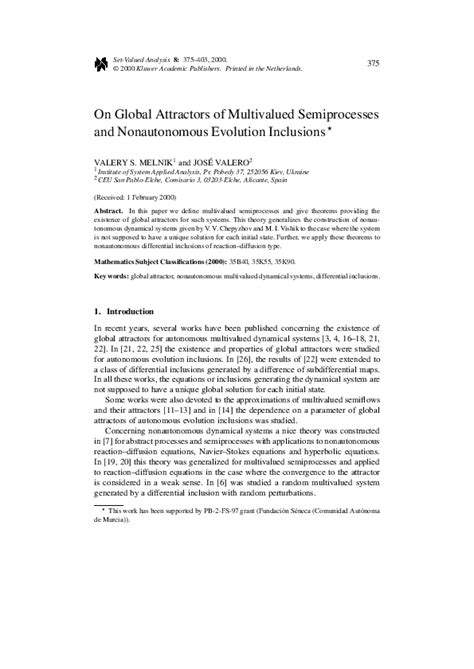 Pdf On Global Attractors Of Multivalued Semiprocesses And
